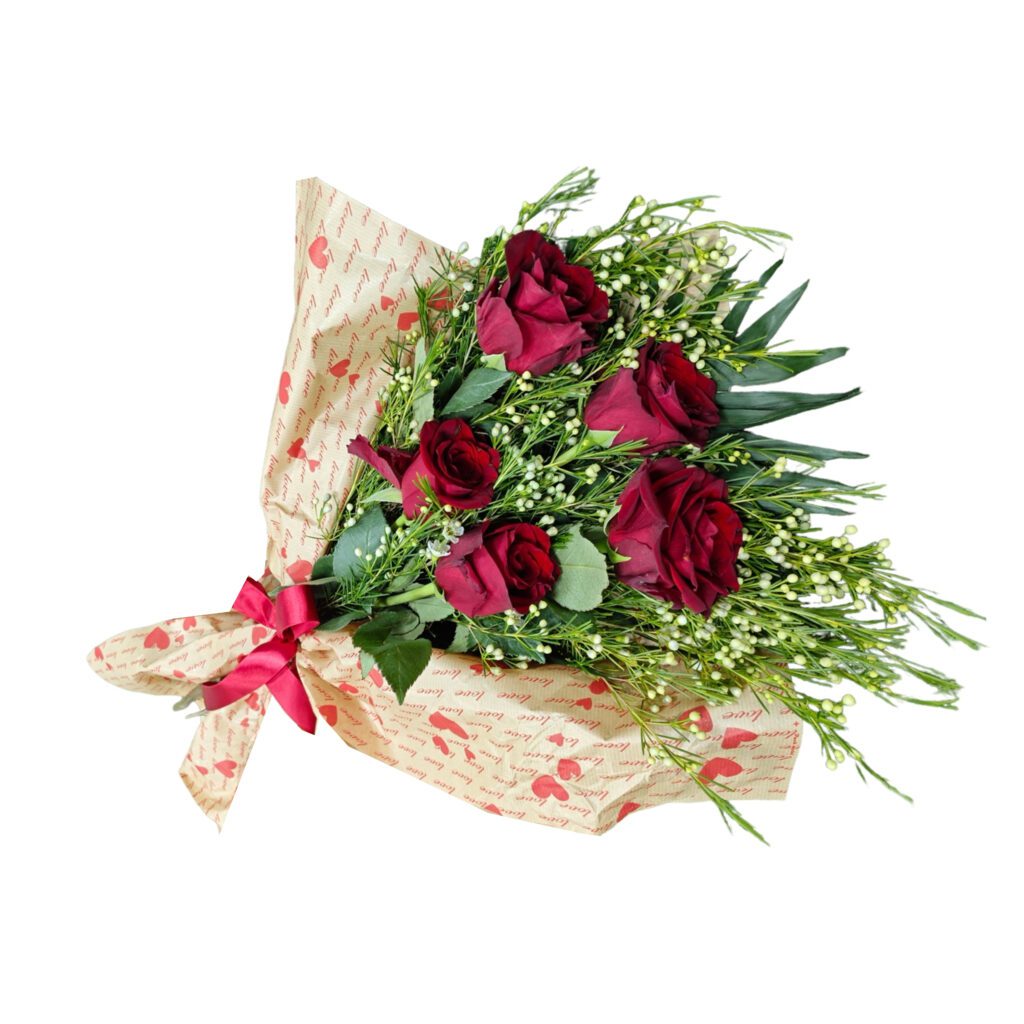 5 Red Roses Bouquet - Robelina Gardens & Designs