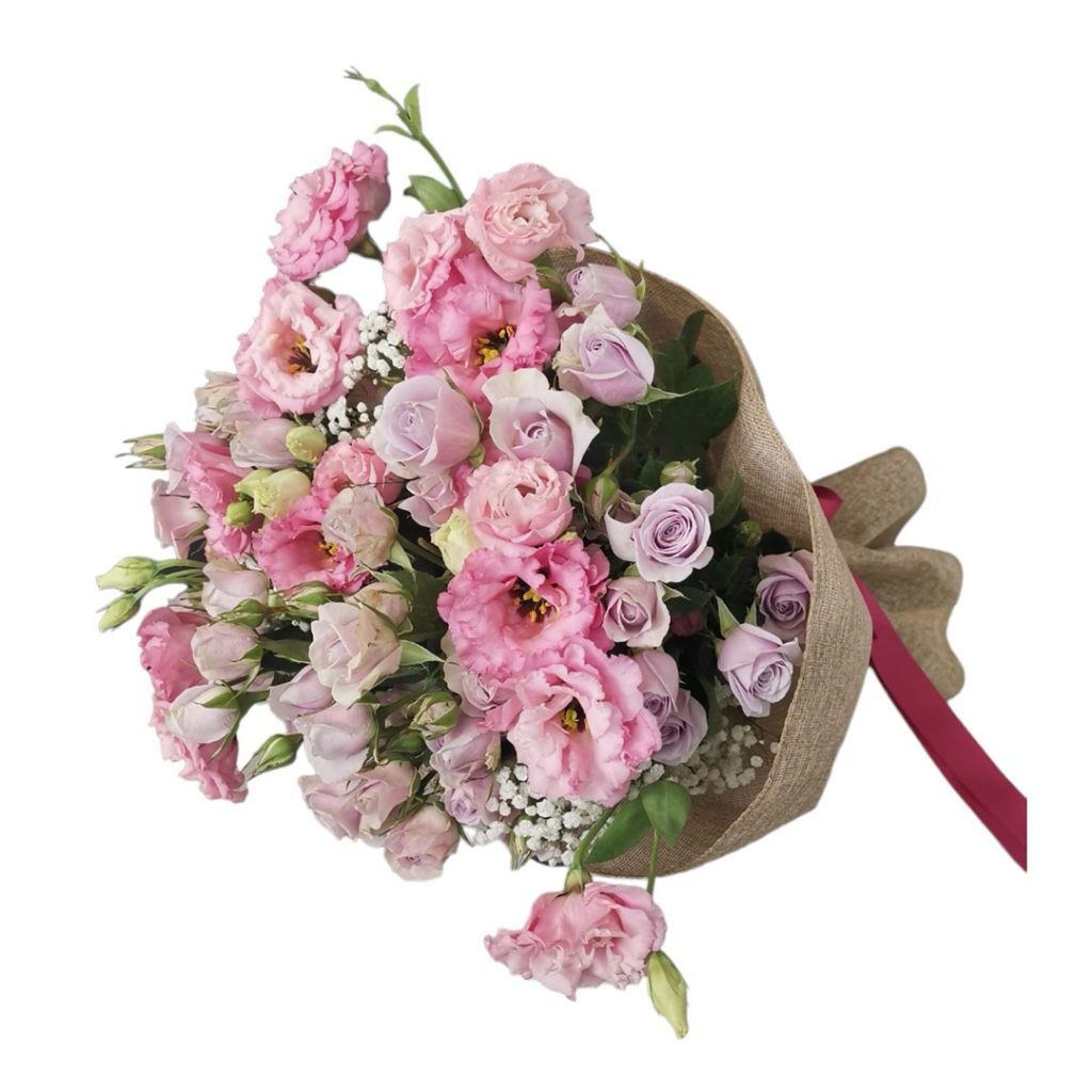 Lisianthus & Mini Roses Bouquet - Robelina Gardens & Designs